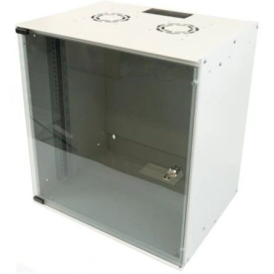 Шкаф настенный 19" Filum 12U FL-SO-1254GW-GY Soho, 520x400, стеклянная дверь, серый