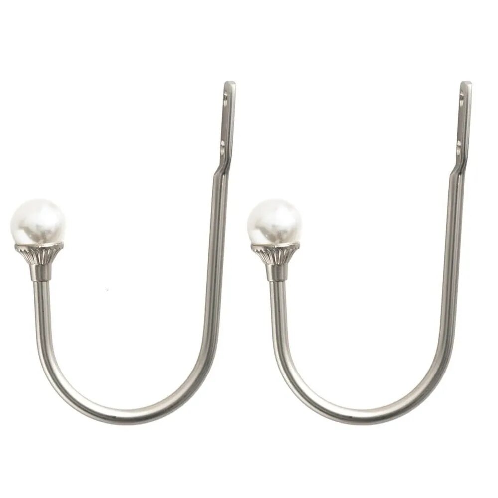 2pcs Жемчужные бусины Ushape Crolection Hooks Holdback Accessessesure Hat Tieback, серебро