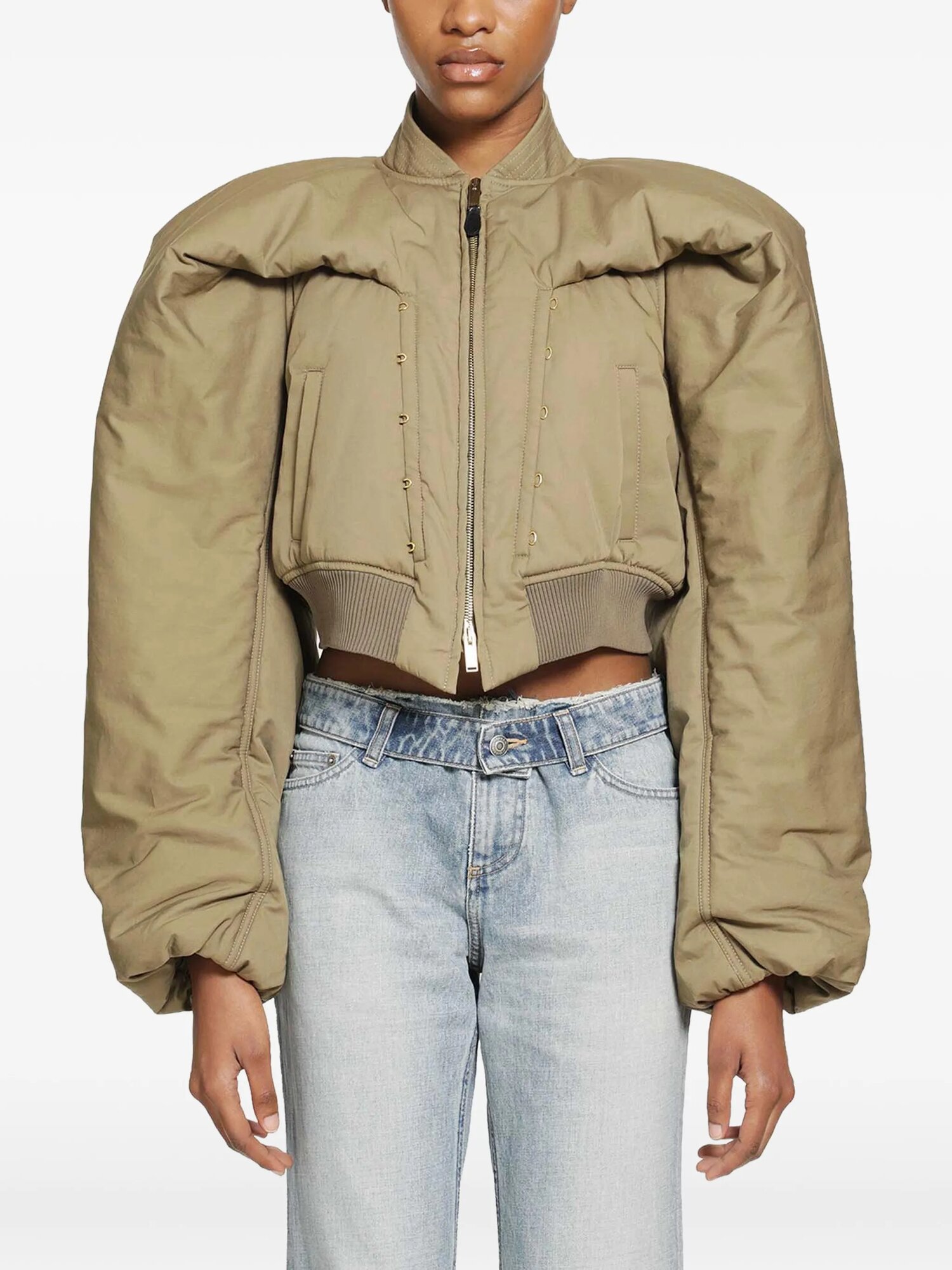 Куртка Exaggerated-shoulder cropped bomber jacket