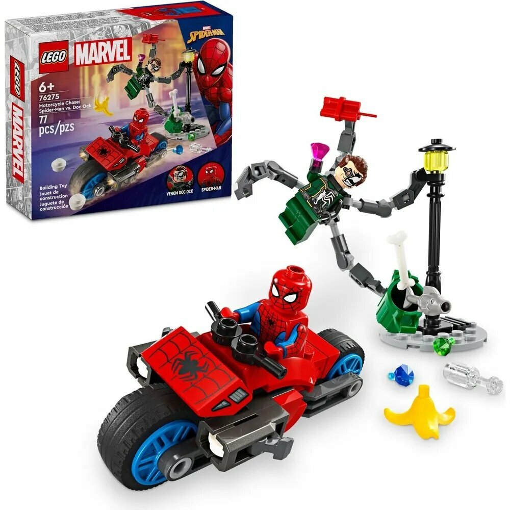 Конструктор LEGO 76275 Марвел Мотоцикл Чейз: Человек - паук против Доктора Оки