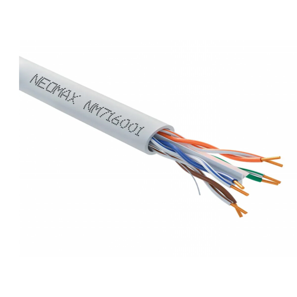 Кабель сетевой NEOMAX NM716001 серый, U/UTP cat.6 4x2x0.57, 23 AWG, Медь, PVC, 305м