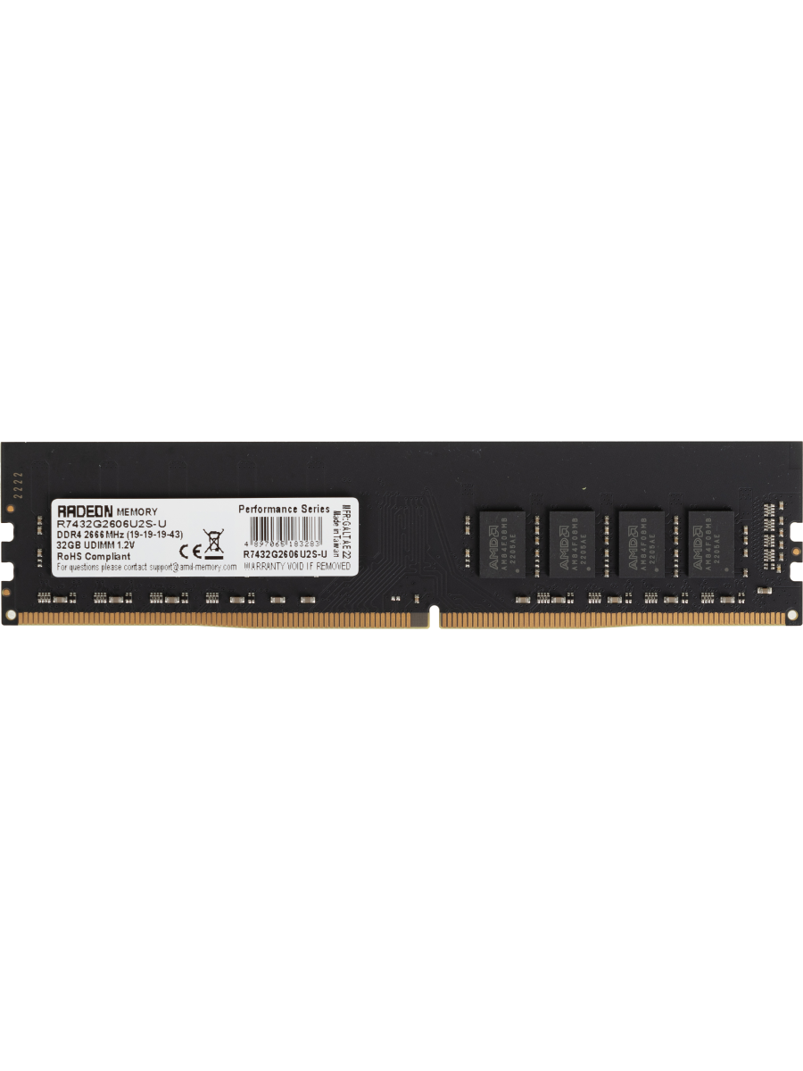 Память DDR4 32GB 2666MHz AMD R7432G2606U2S-U Radeon R7 Performance Series RTL PC4-21300 CL19 DIMM 288-pin 1.2В dual rank RTL