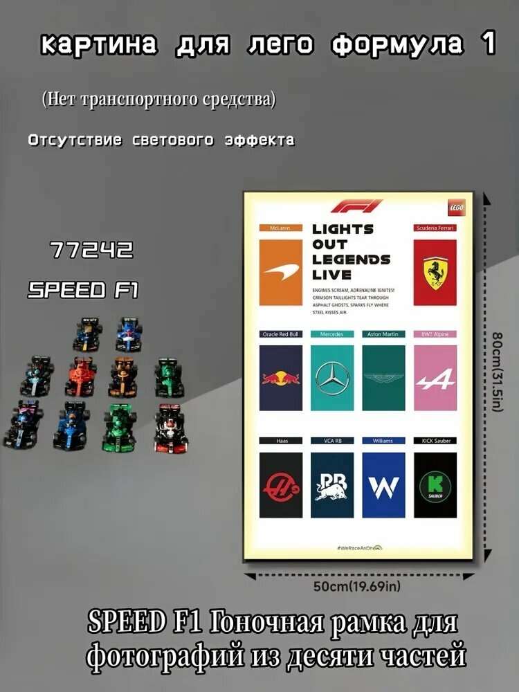 Картина для лего формула 1, F1 Гоночная рамка для фотографий из десяти частей