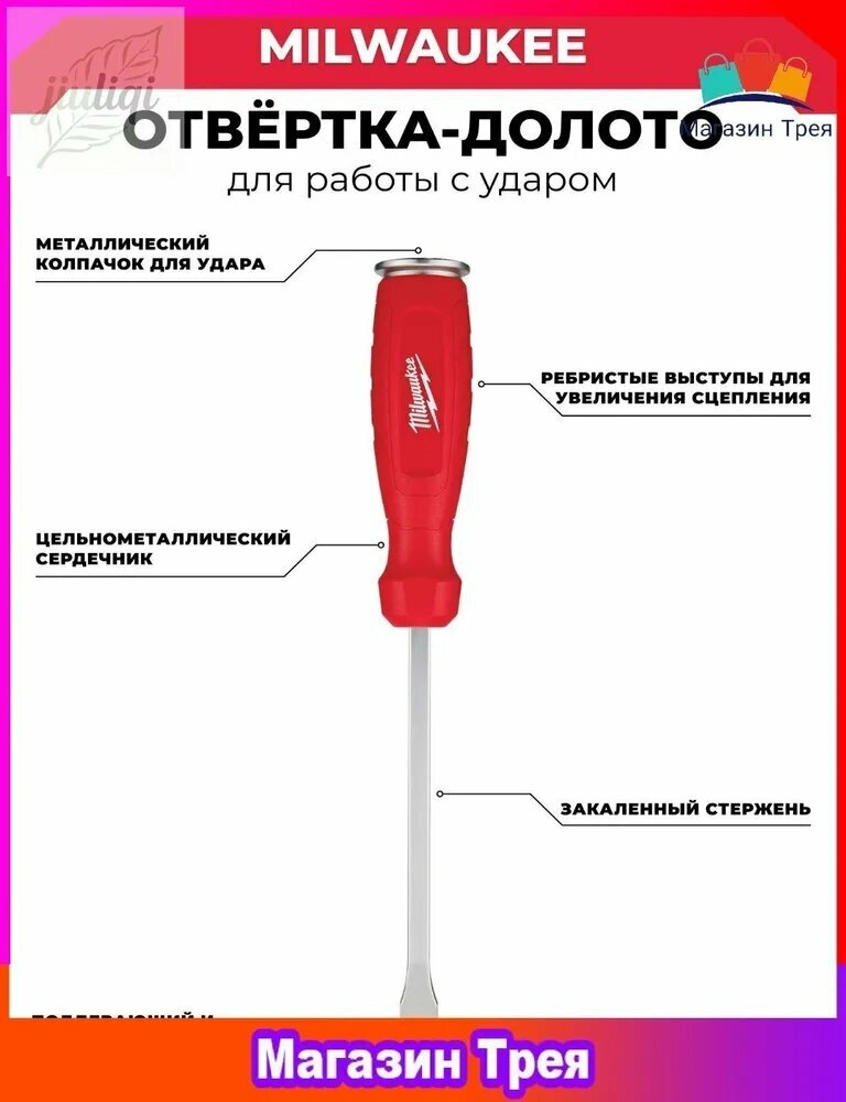 Отвертка-долото Milwaukee для работы с ударом
