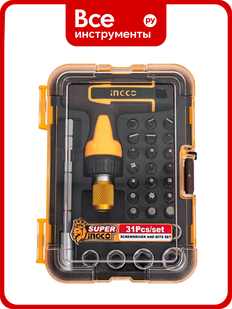 Набор отверток с Т-образной ручкой из 31 шт. INGCO SUPER HKSDB0318