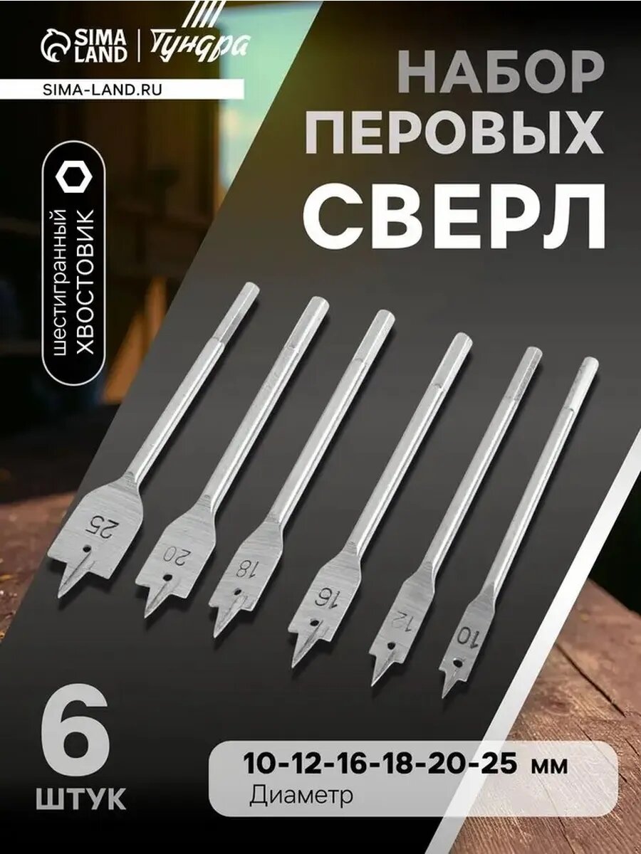 Набор сверл по металлу с шестигранником, 6 шт.