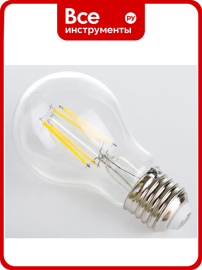 Светодиодная лампа General Lighting Systems Филамент прозрачный E27 13Вт 1165Лм 4500К Нейтральный белый свет Груша GLDEN-A60S-13-230-E27-4500 646000