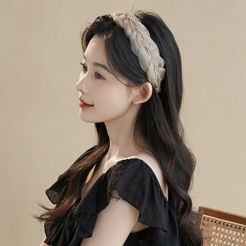 Chimera Fashion Versatile Korean Hair Tie, Elegant Outing Hair Band, Face-Washing Headband, Hair Accessory, Apricot Color
