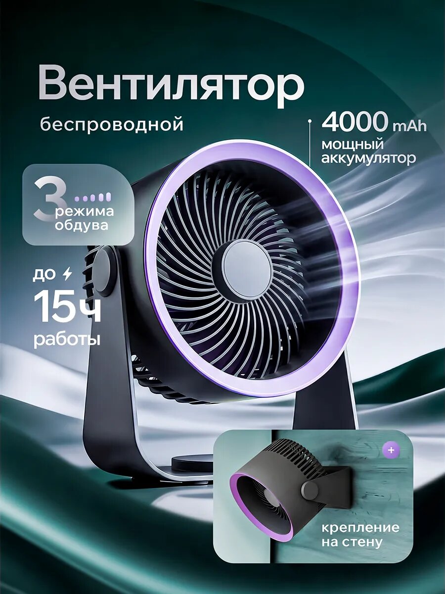 Вентилятор настольный бесшумный, USB