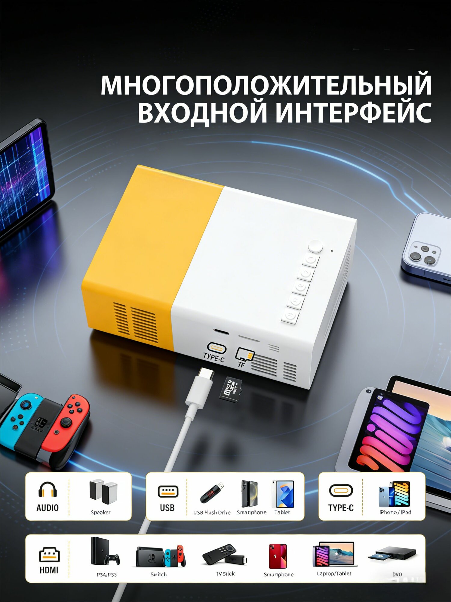 Проектор, 1LCD, белый — фото 1