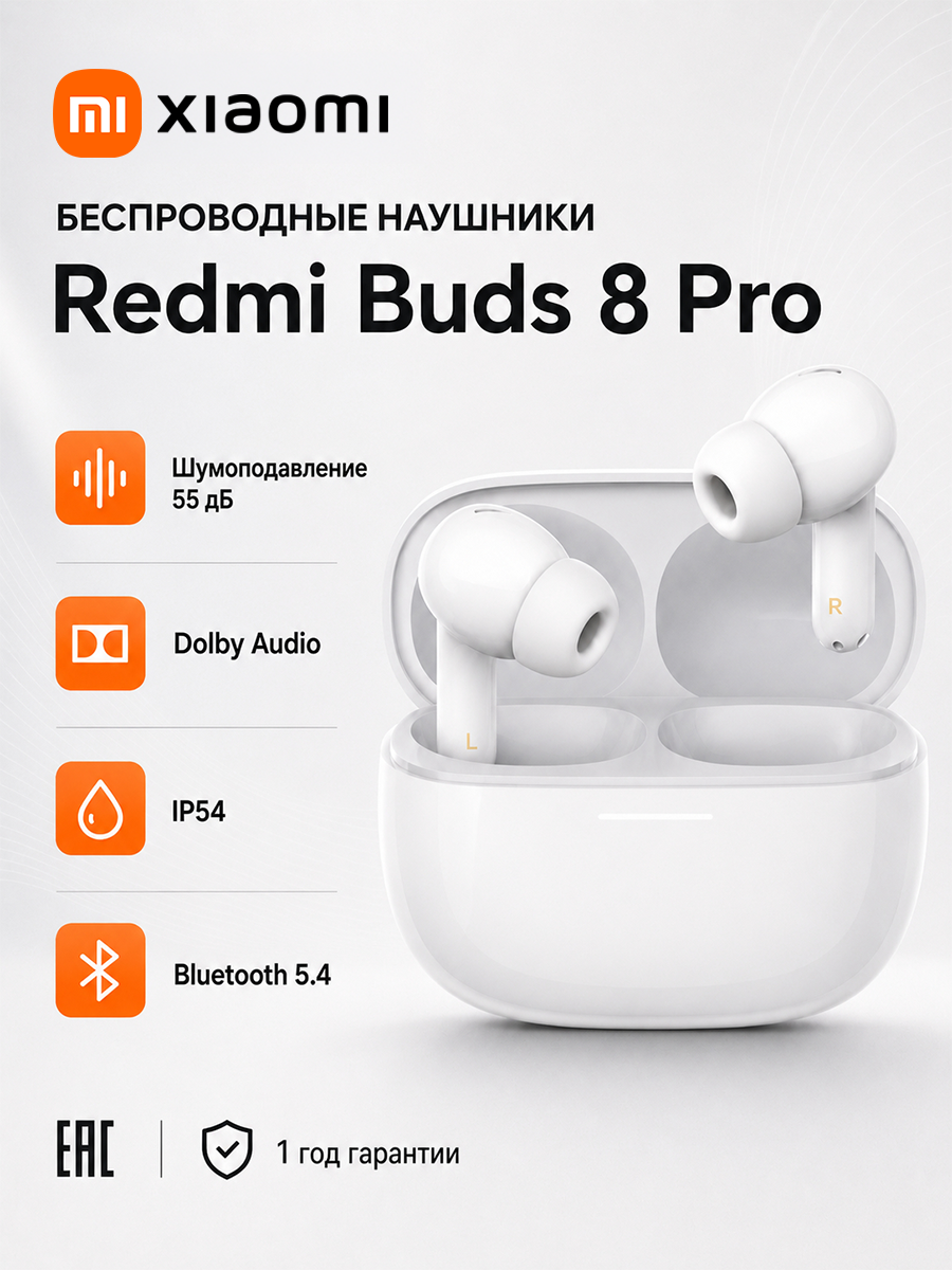 Наушники беспроводные Xiaomi Redmi Buds 8 Pro BHR08GJGL Cloud White