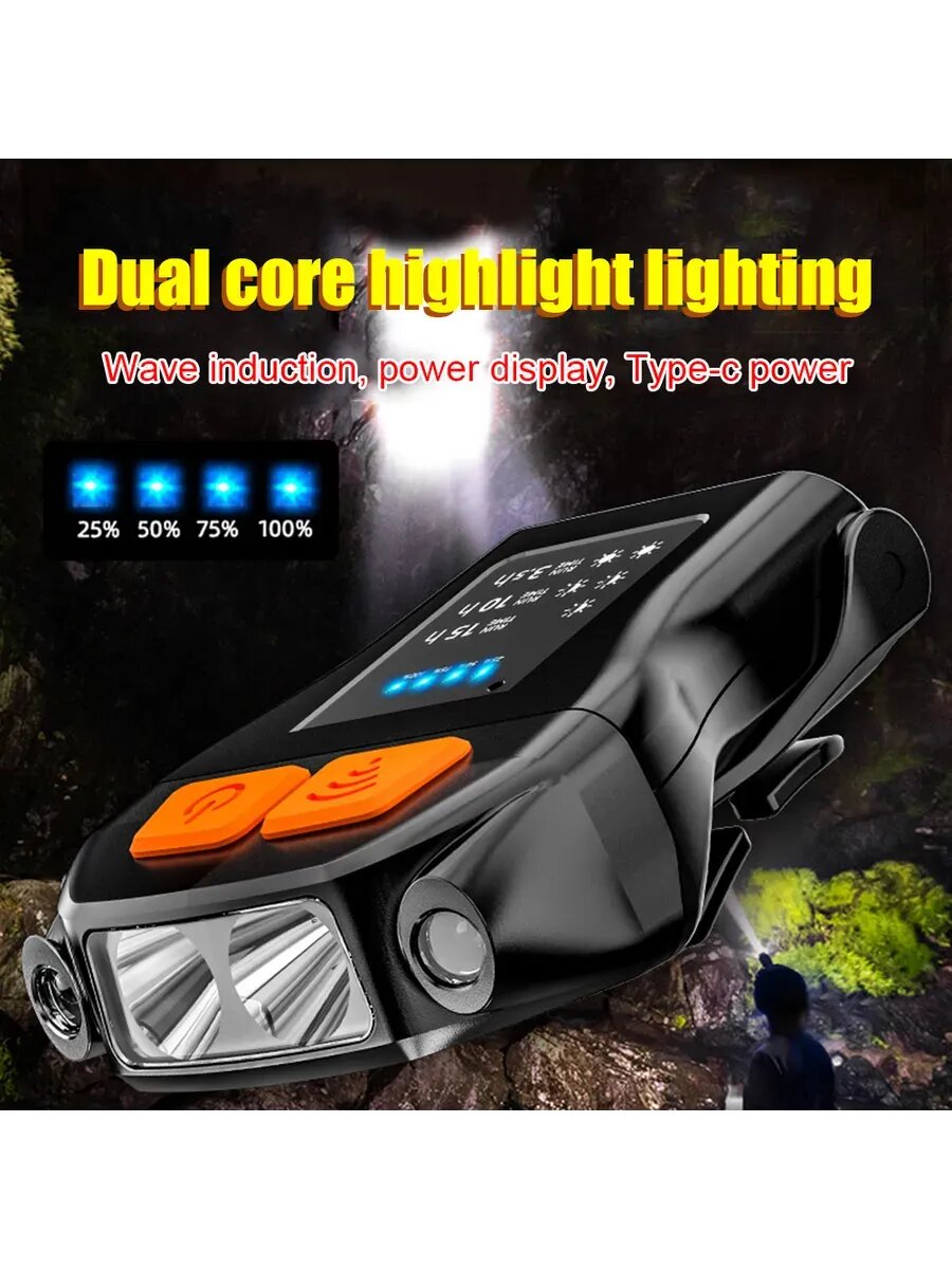 LED лампа для головы с Wave, водонепроницаемый для кемпинга,