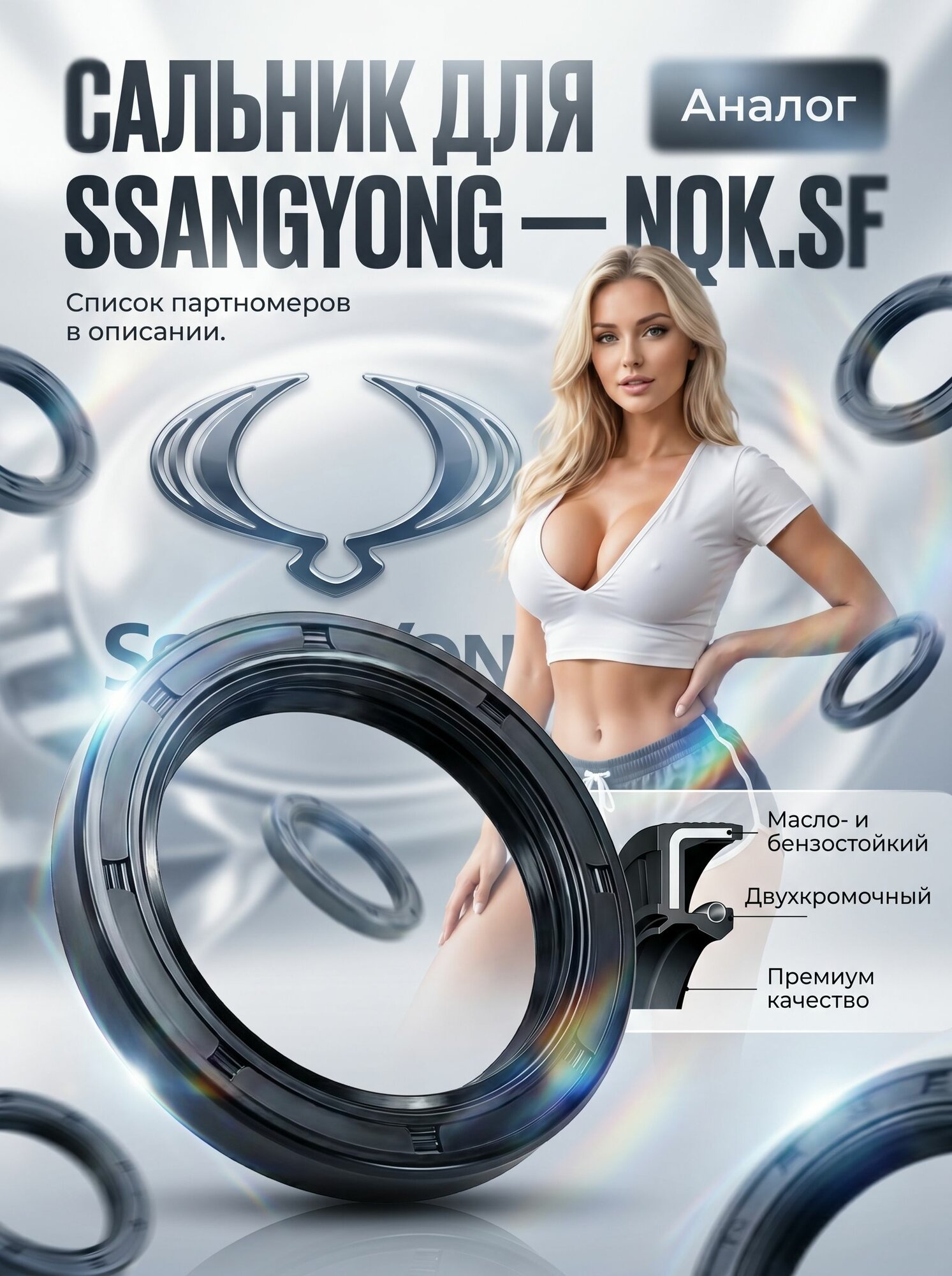 Сальник коленвала OS6382 - NQK.SF на SSANGYONG MUSSO (FJ)