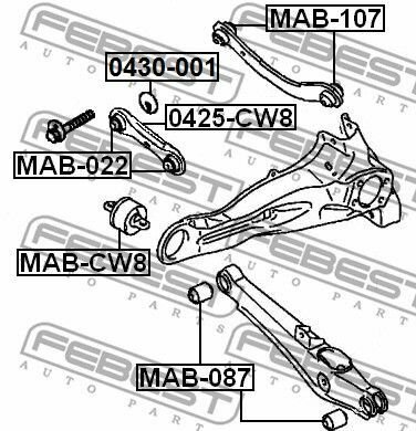 Тяга задняя поперечная нижняя PSA C-Crosser MITSUBISHI Outlander II FEBEST 0425-CW8