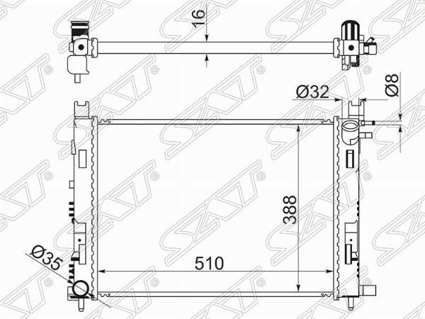 Радиатор SAT SG-RN0002-14-R Nissan Terrano 14-22 / Renault Arkana 18-