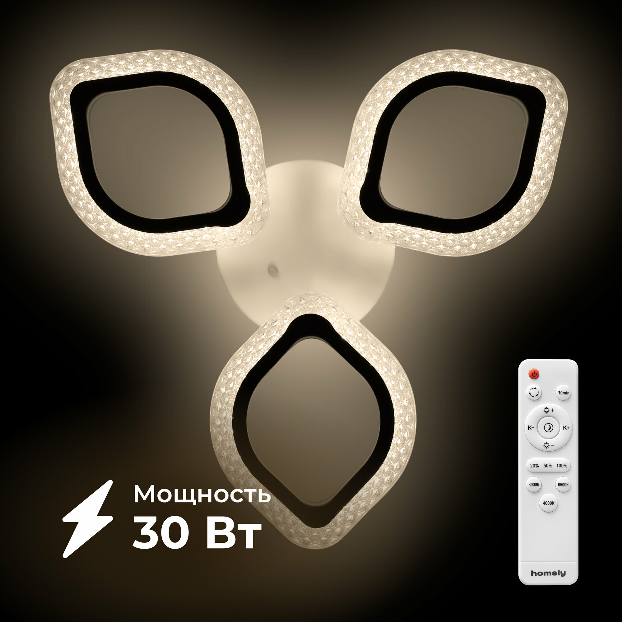 Люстра светодиодная Homsly, 30 Вт, ACL_031, с пультом дистанционного управления