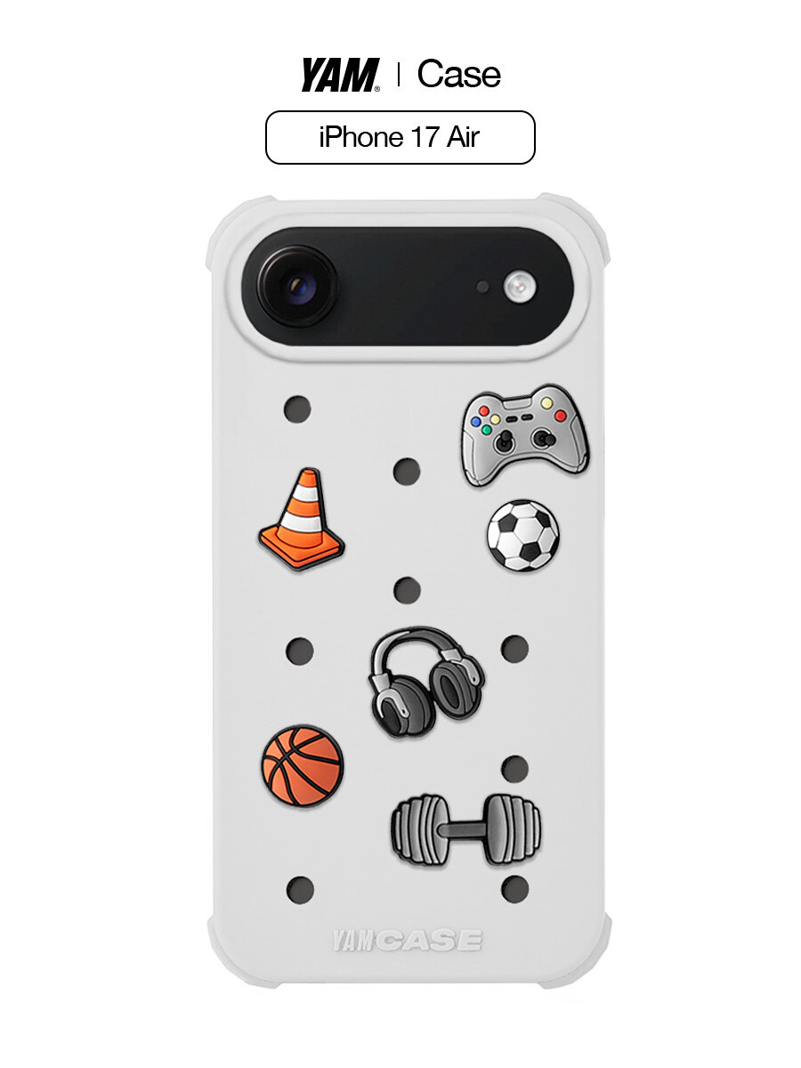 Чехол Yamcase для iPhone 17 Air, силиконовый, белый с рисунком