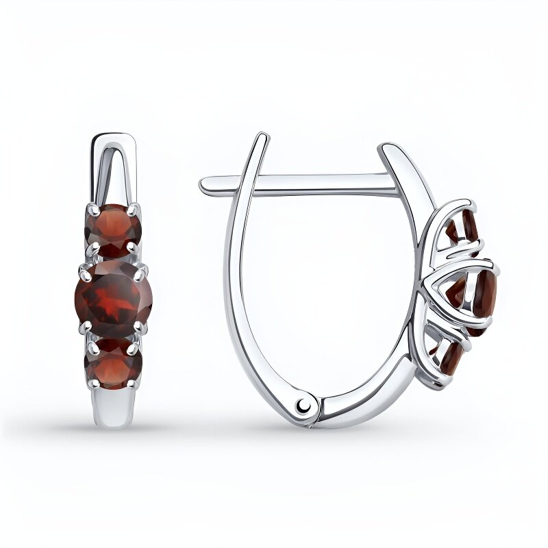 Серьги, серебро, 925 проба, гранат