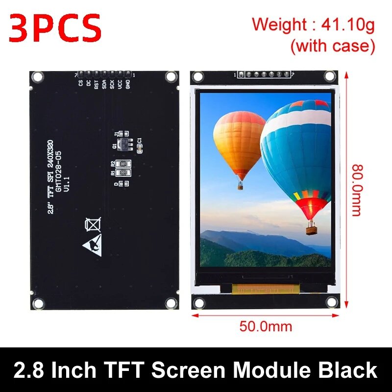 2.8" TFT экранный модуль, черный, 3шт