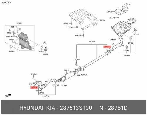 Прокладка выхлопной трубы Hyundai / Kia (Mobis) 287513S100