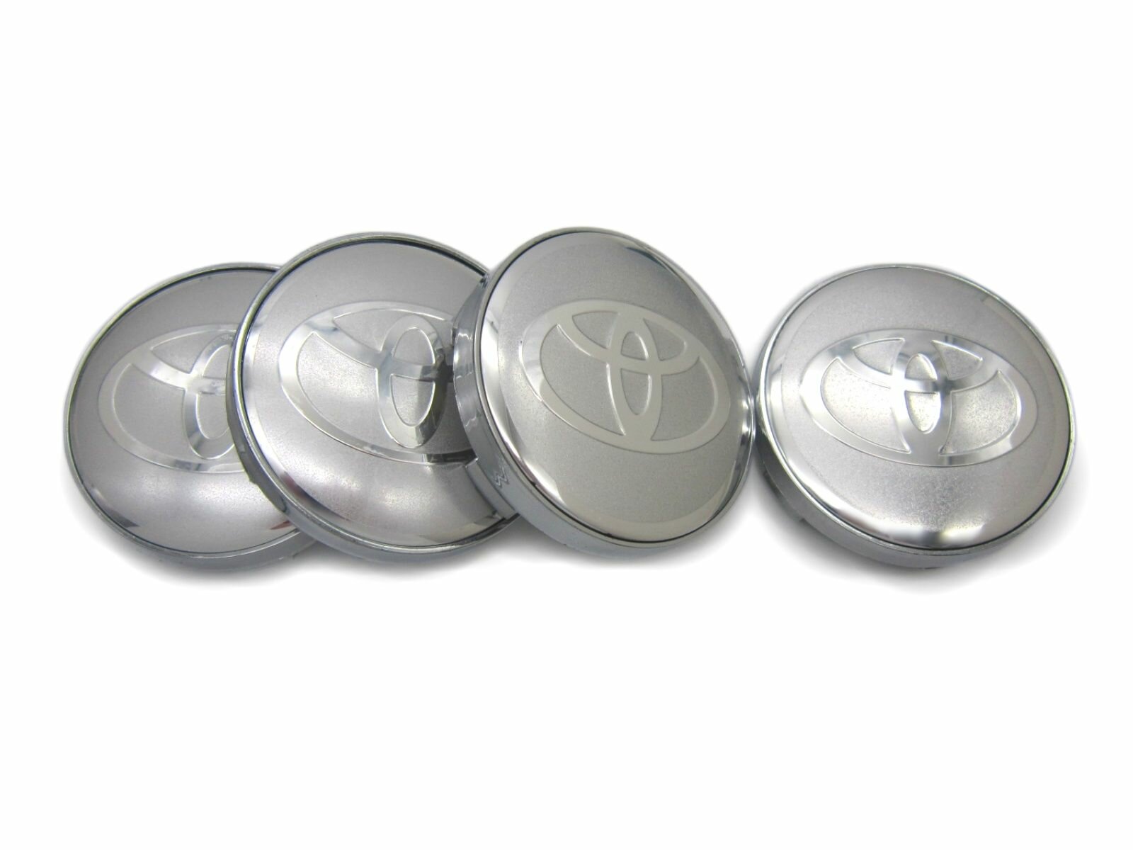 Колпачки заглушки на литые диски Toyota full chrome 60/56/9 мм, комплект 4 шт.