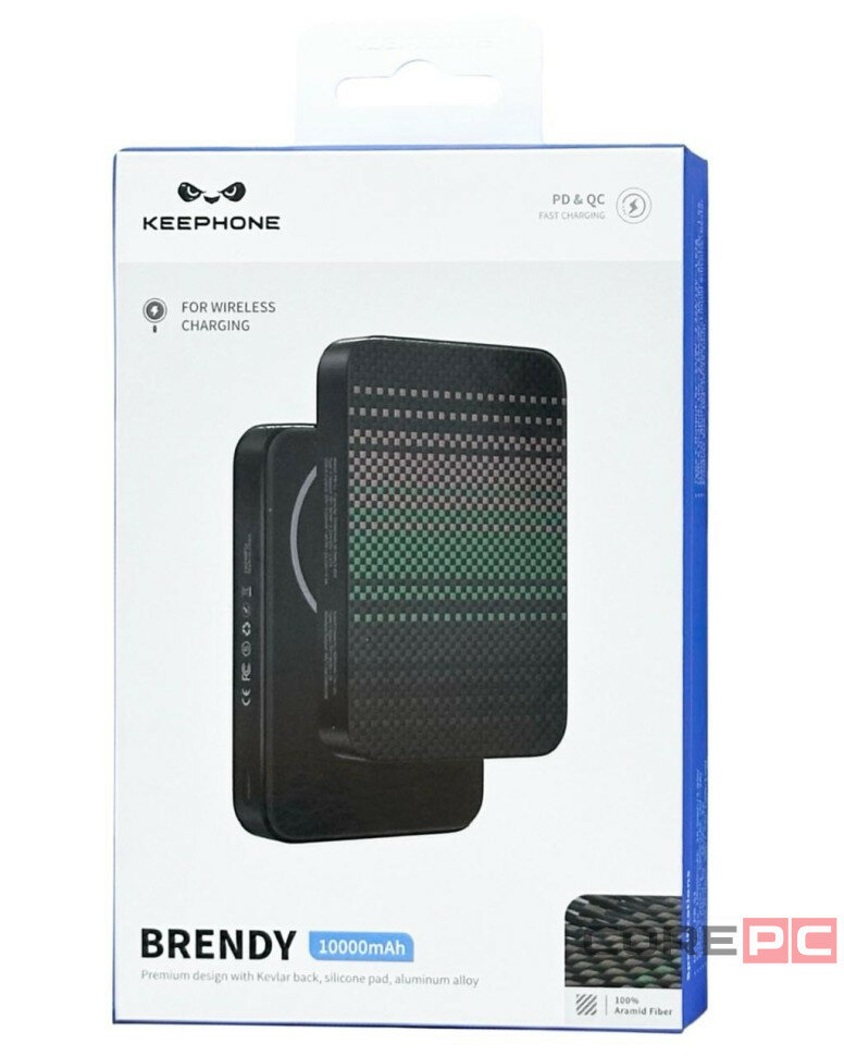 Повербанк Powerbank магнитный с MagSafe Keephone Brendy 10000mAh черно-зеленый