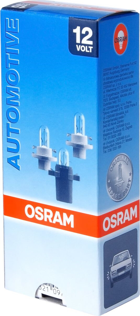 Лампа OSRAM OEM ORIGINAL LINE 2352MFX6 с зеленым патроном BAX BX8.4d 12V 2W 3200K