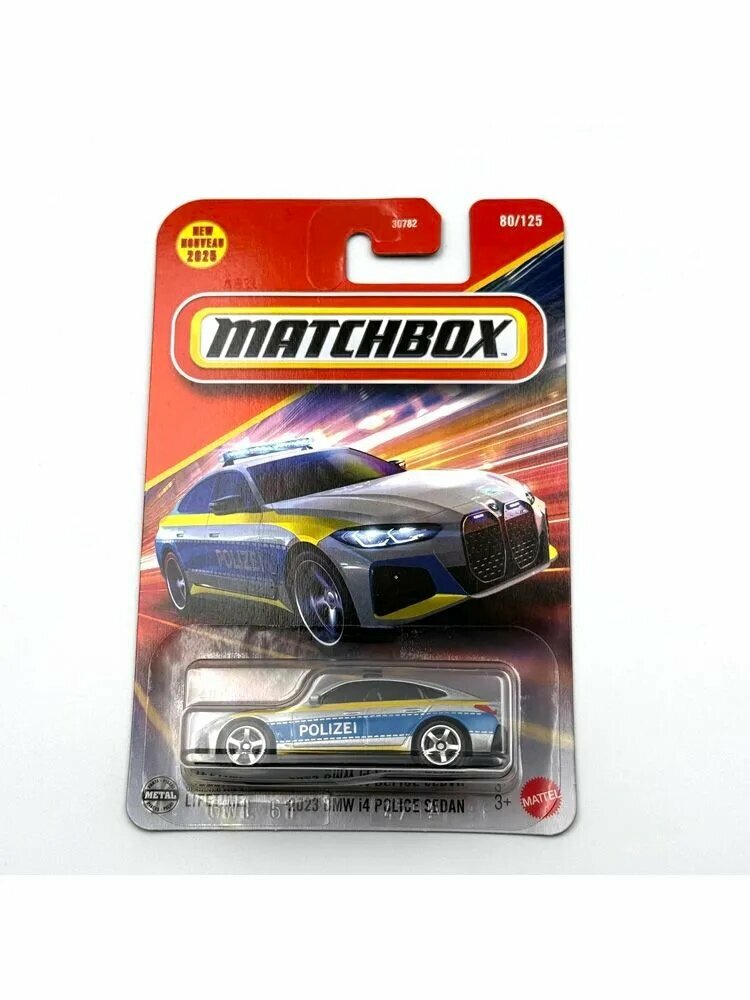 Машинка Matchbox Toys 1:64 Scale Die-Cast Basic Car 30782 2023 Bmw I4 Police Sedan