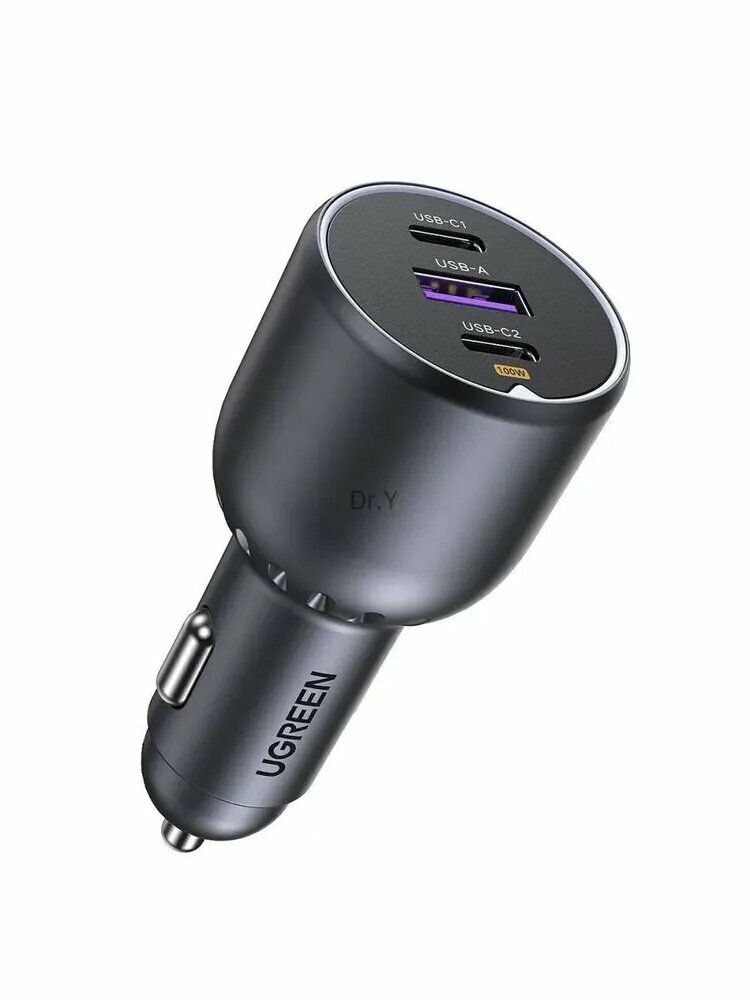 Автомобильное зарядное устройство UGREEN EC705 (35025) 2*USB-C PD+USB-A 130W Fast Car Charger. Цвет: серый