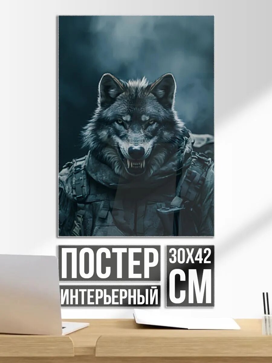Постер на стену Солдат волк