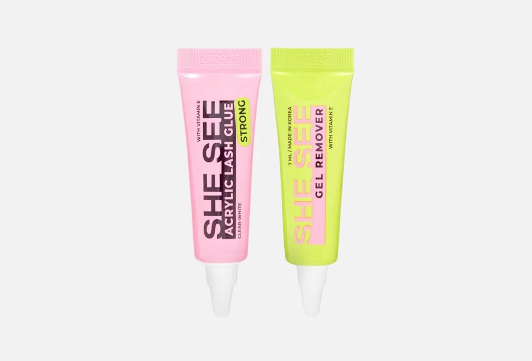SHE SEE gel remover and acrylic white glue Набор для накладных ресниц 2 шт
