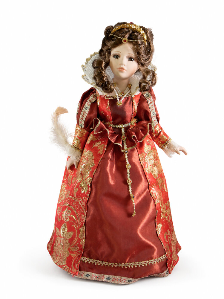 Кукла Polly Dolls "Королева Марго", фарфор, высота 42 см, разноцветная