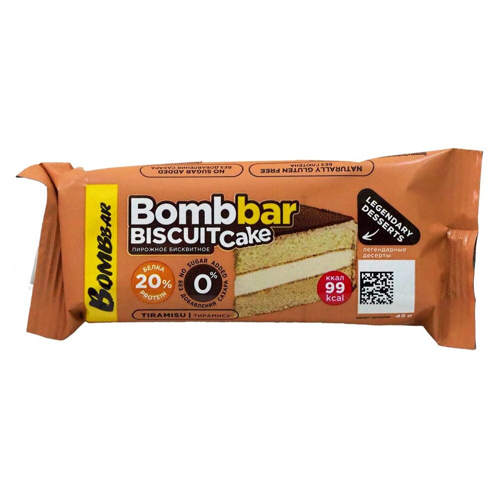 Bombbar Biscuit Cake Пирожное Бисквитное, 45 г * 4 штуки, Вкус Viennese Dessert / Венский Десерт