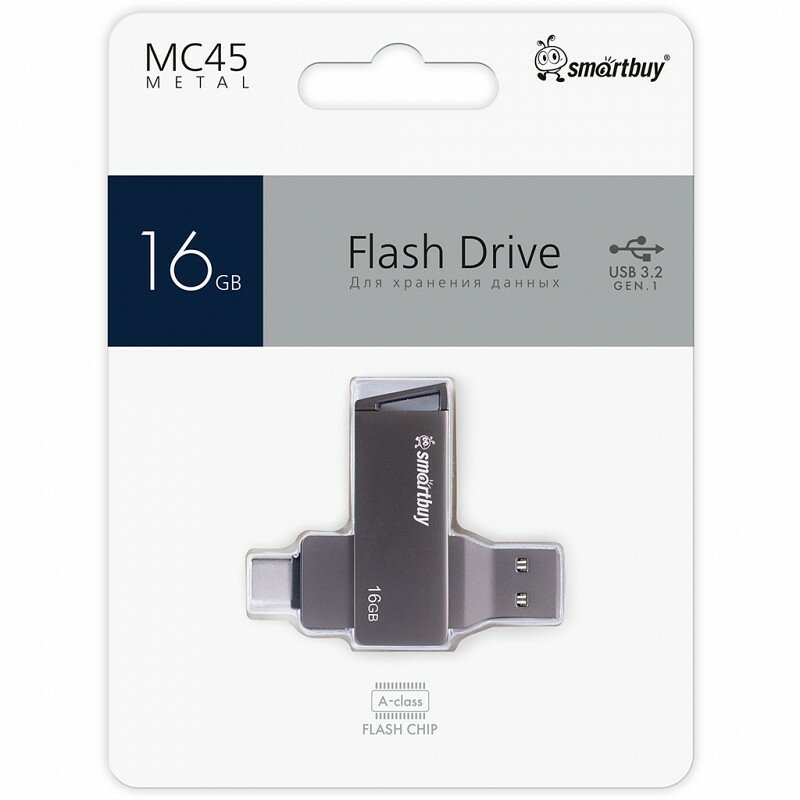 Устройство USB Flash Drive 16Gb SmartBuy SB16GbMC45 MC45 Phantom Metal Dual Type-C+Type-A/ R/W 150/57Мб/с
