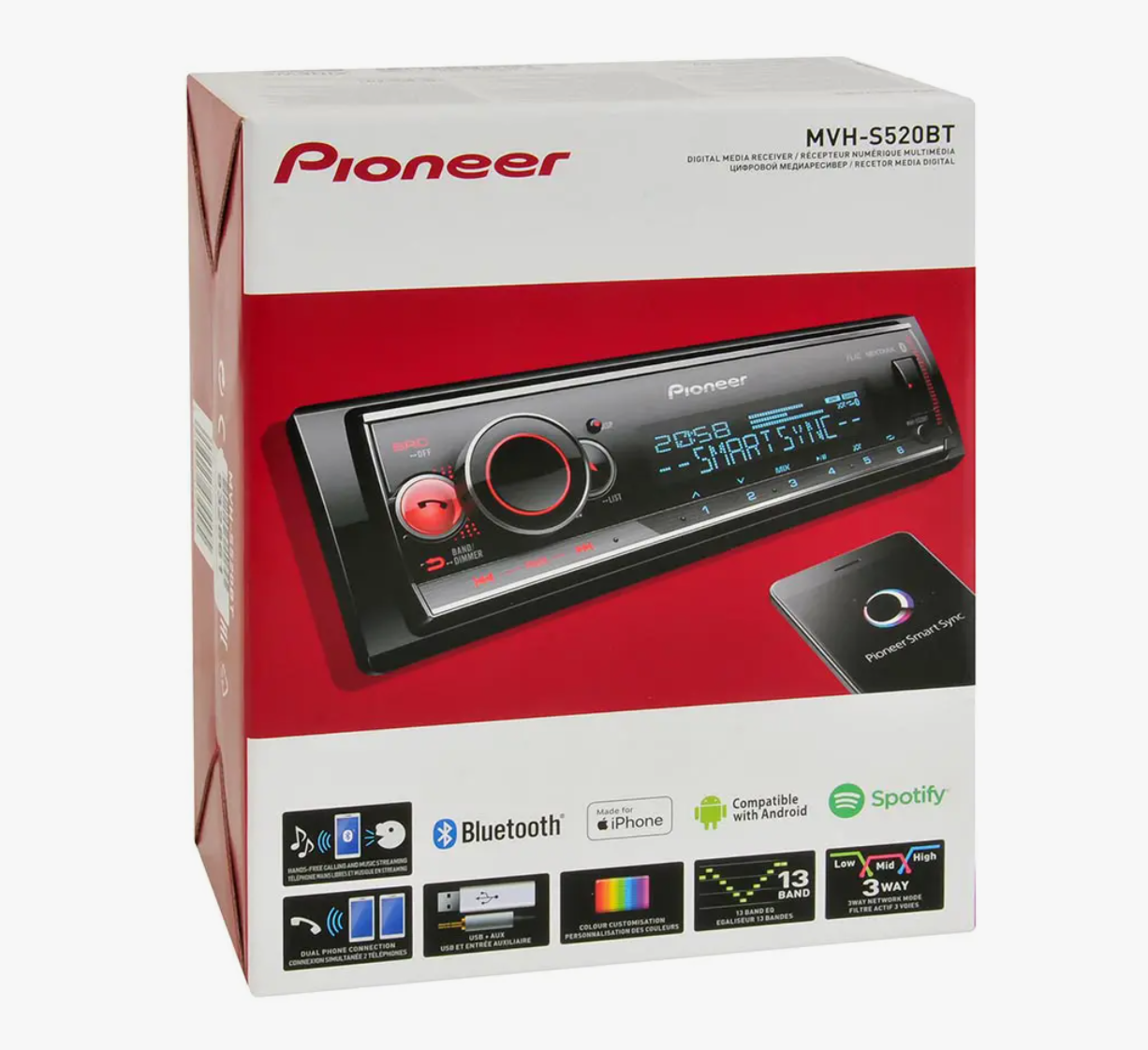 Автомобильная процессорная магнитола Pioneer MVH-S520BT 1-DIN, USB, Bluetooth, DSP, 3RCA