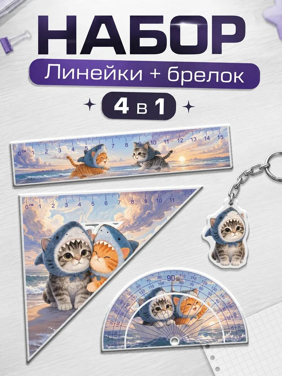 Набор линеек для школьника котики