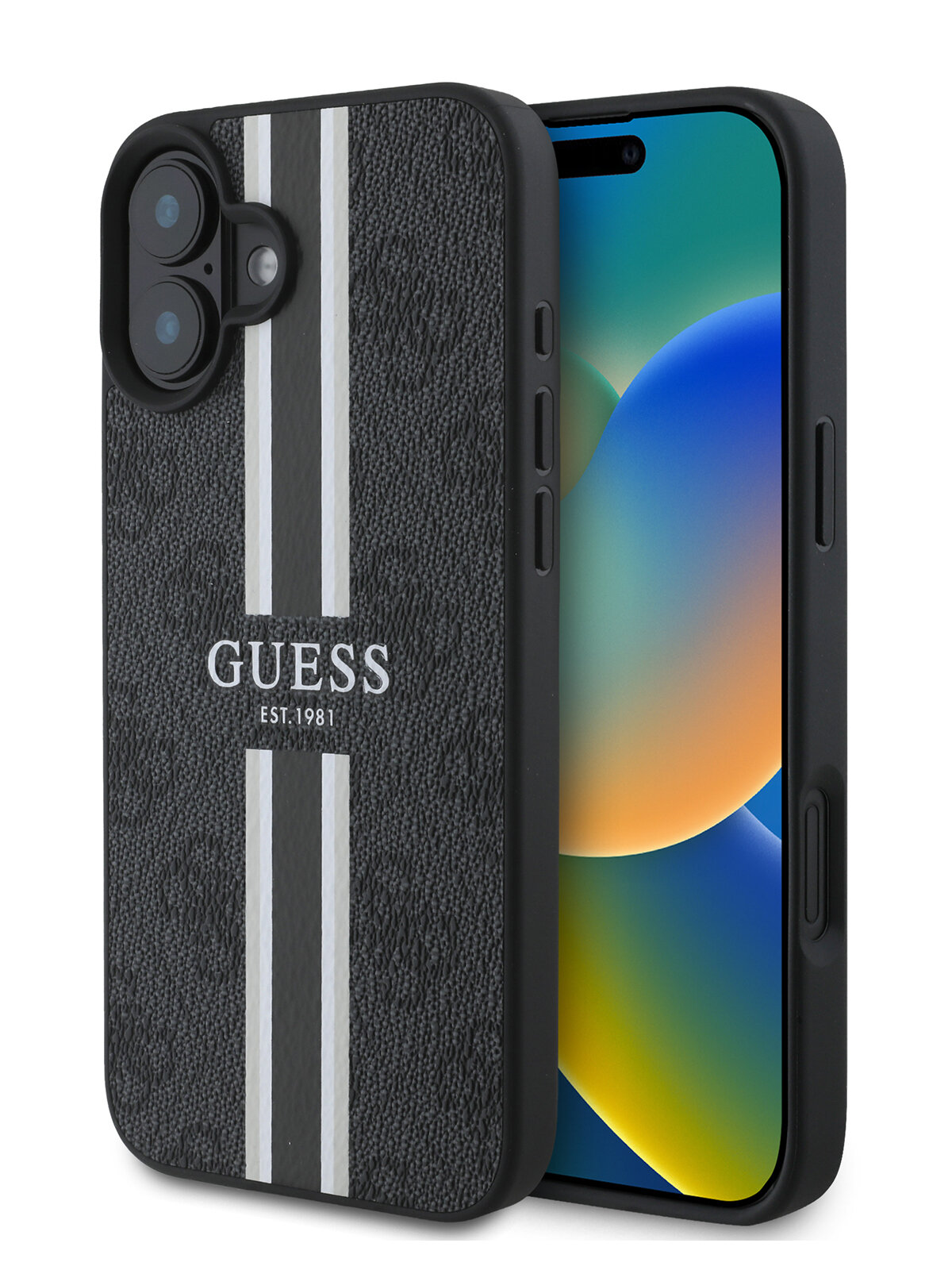 Чехол Guess на iPhone 16, с магнитами MagSafe, с защитной рамкой вокруг камеры, черный