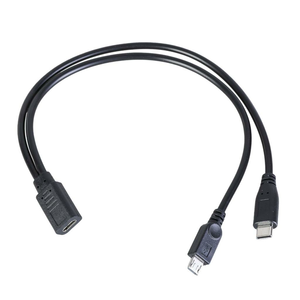 Разветвитель Type-C (гнездо) на MicroUSB и Type-C (штекер) для двойной зарядки