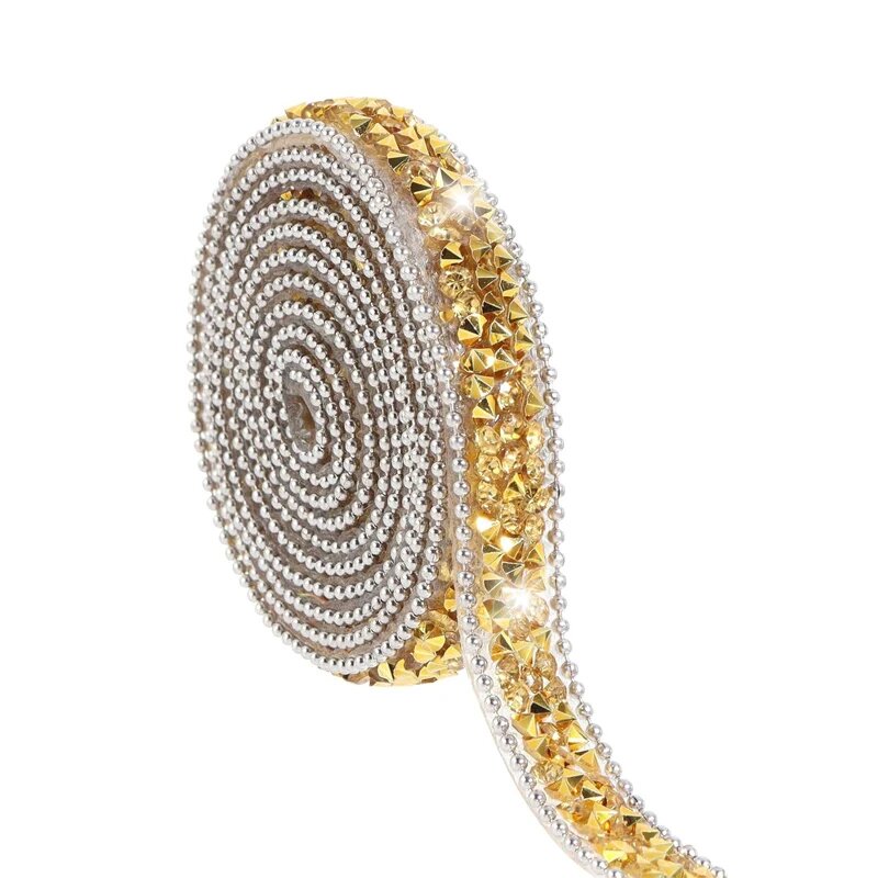 Лента с кристаллами из смолы 1 см Length 1 Yard, Gold