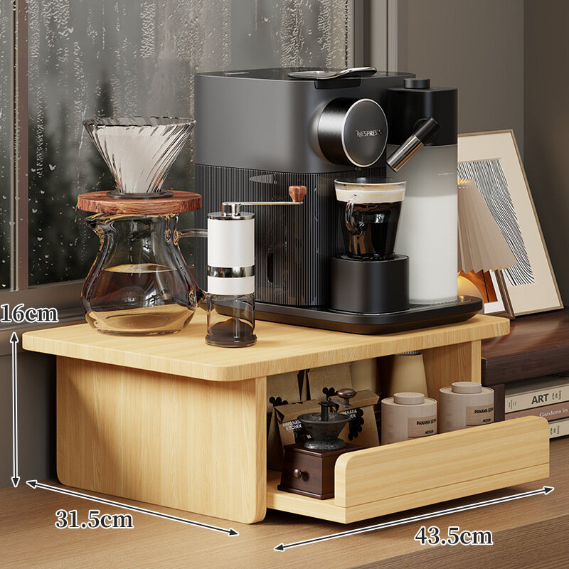 Приставной столик-органайзер для кофейной станции, 43.5x31.5x16 см, для Nespresso, под микроволновку, цвет орех