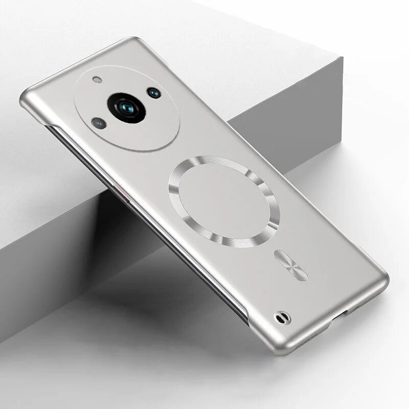 Ультратонкий Безрамочный Чехол С Металлической Окраской Для Realme 11 Pro+, Серебряный, Silvery