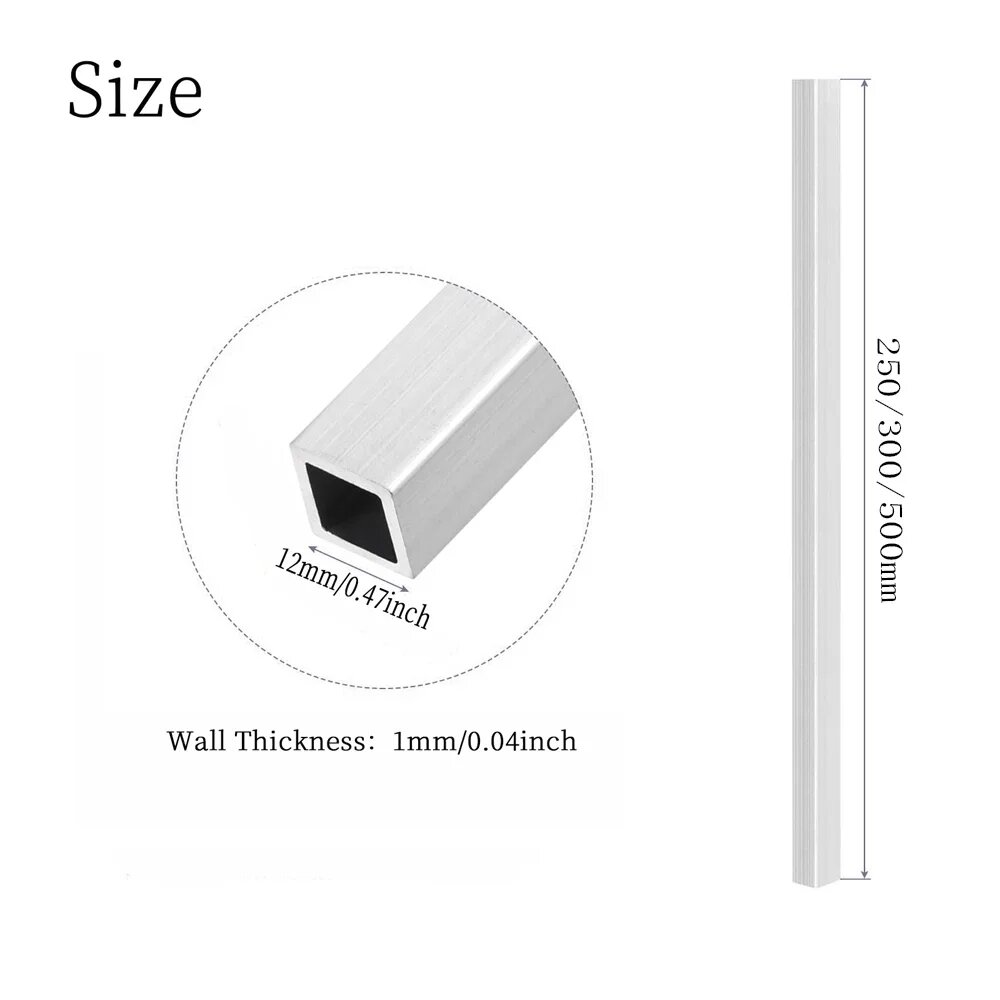 Труба нержавеющая сталь 304 10-40мм х 1мм 12x12x1mm, 500mm 1pcs