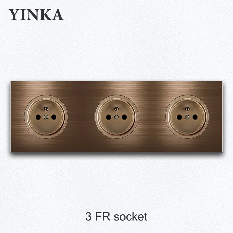 Настенная розетка YINKA кофейно-коричневая 1-5 гнезд 3FR socket