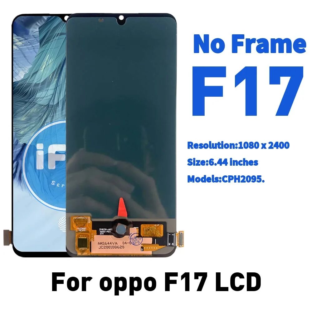 6,44-дюймовый сенсорный OLED-дисплей для OPPO F17 CPH2095, запасная часть для дигитайзера - комплект для ремонта ЖК-экрана