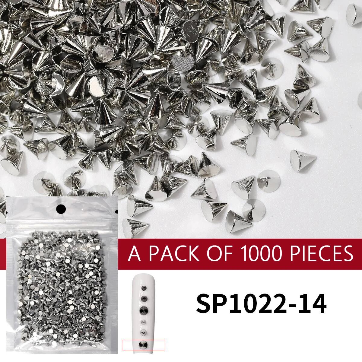 Стразы металлические SP1022-14, 1000 шт, серебряные