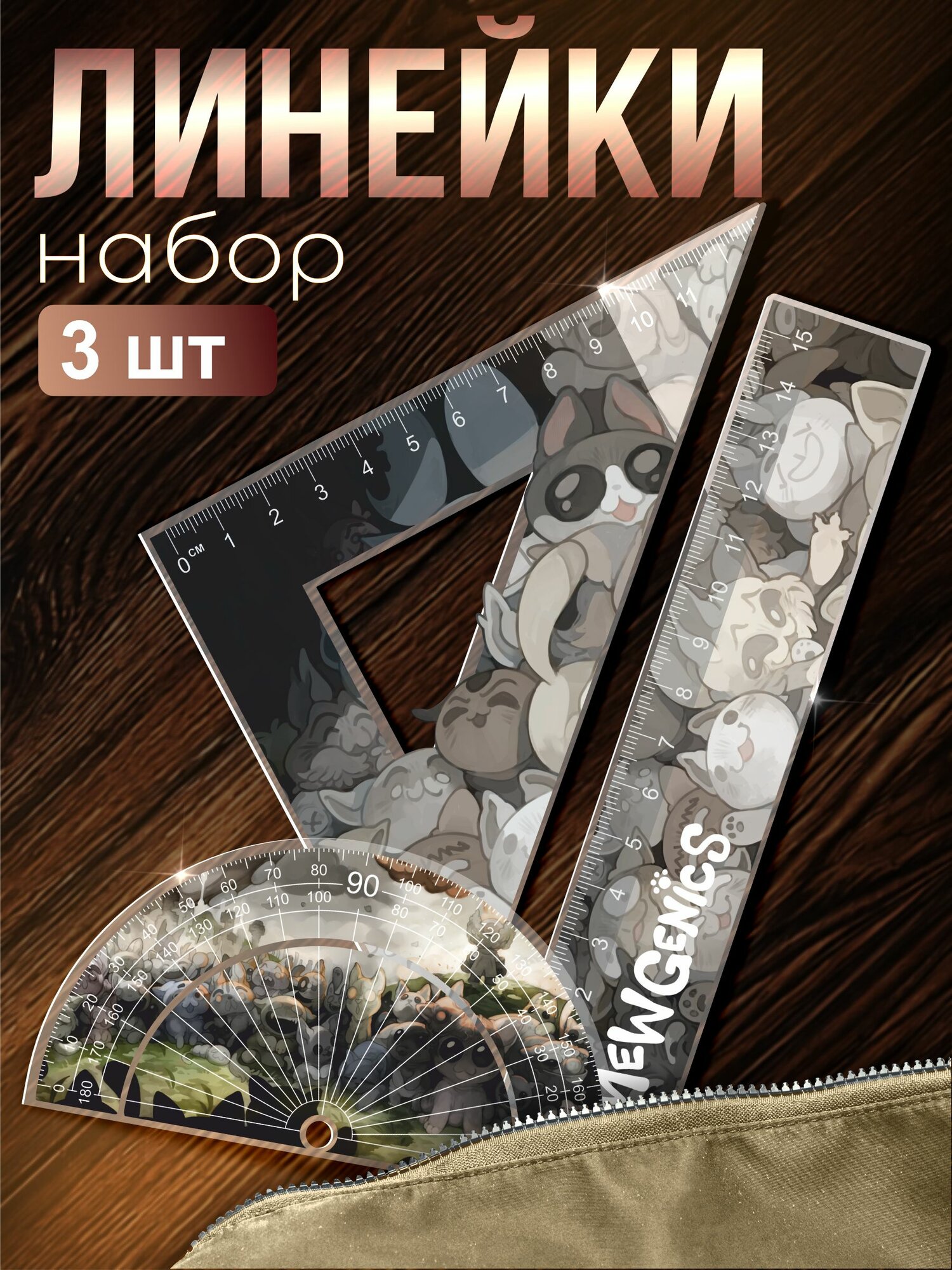 Канцелярия для школы набор линеек Mewgenics