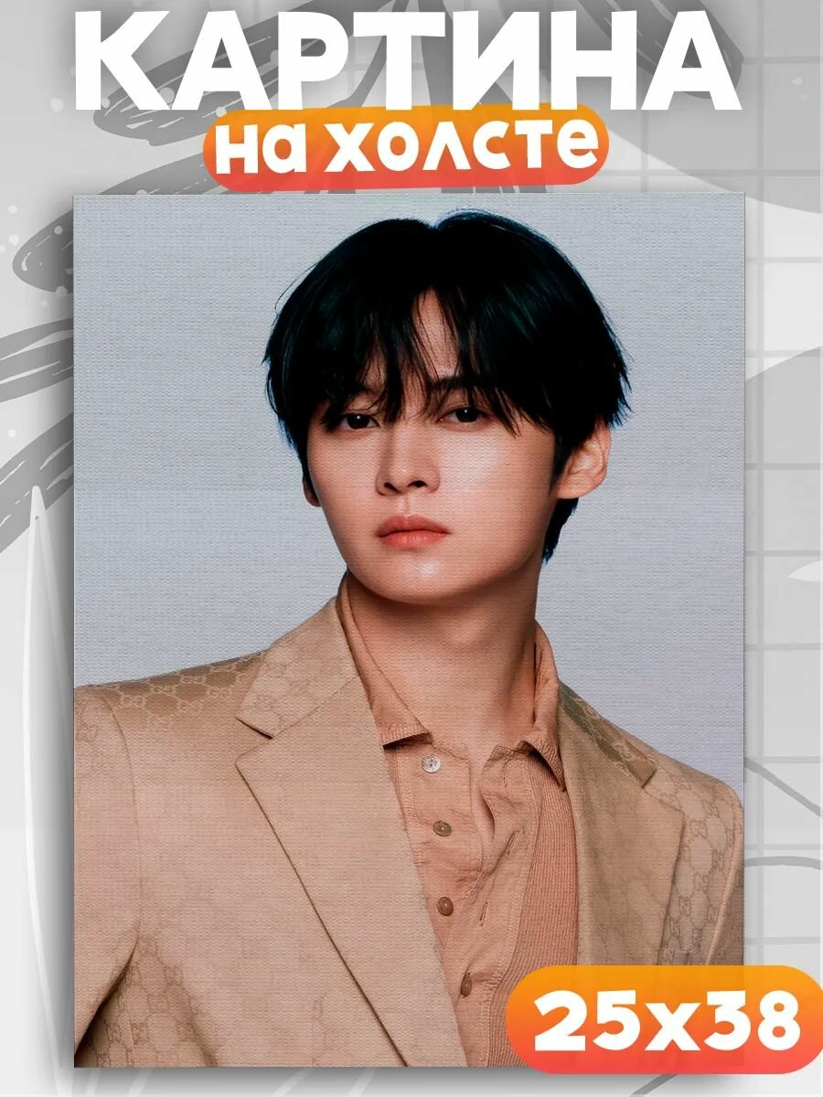 Картина на стену Ли Минхо Stray kids кпоп, на подрамнике, 1шт, 38х25 размер.