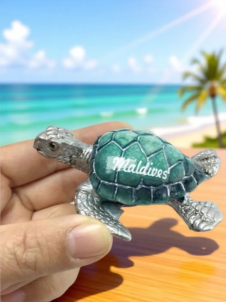 Креативный 3D сувенирный магнит на холодильник с морской черепахой для пляжного туризма на Мальдивах, раскрашенный для домашнего декора