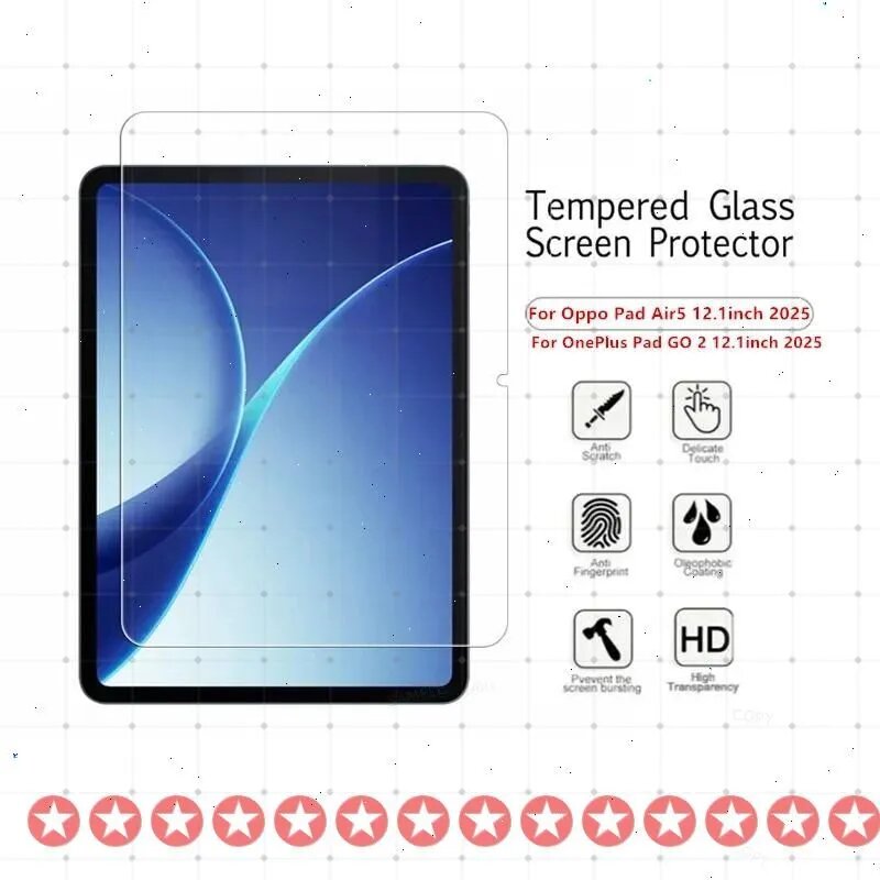 Защитное стекло для OPPO Pad Air5 12.1 дюйма 2025 и OnePlus Pad Go 2 12.1 дюйма 2025, 2 шт