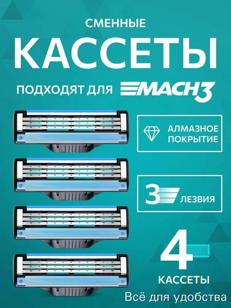 Сменные лезвия 3 шт для бритья мужские